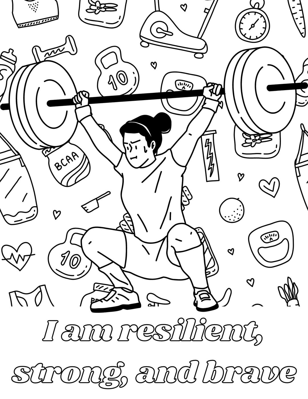 Strong Coloring Page Printable Adult Coloring Sheet - Etsy