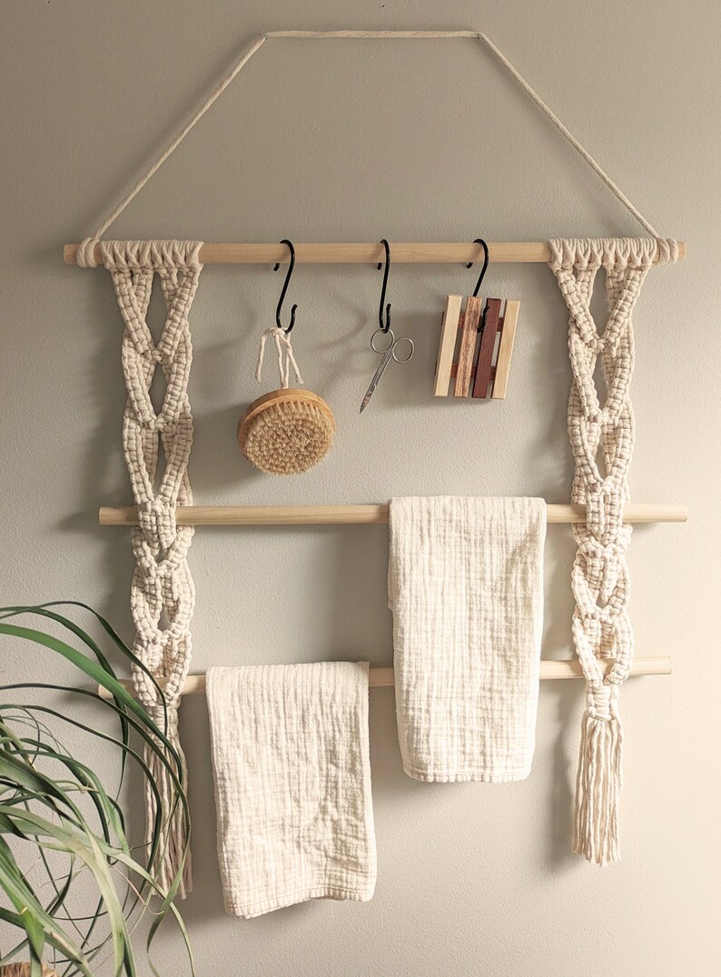 Macrame Wall Organizer - Cream Macrame Wall Art - Natural Cotton ...