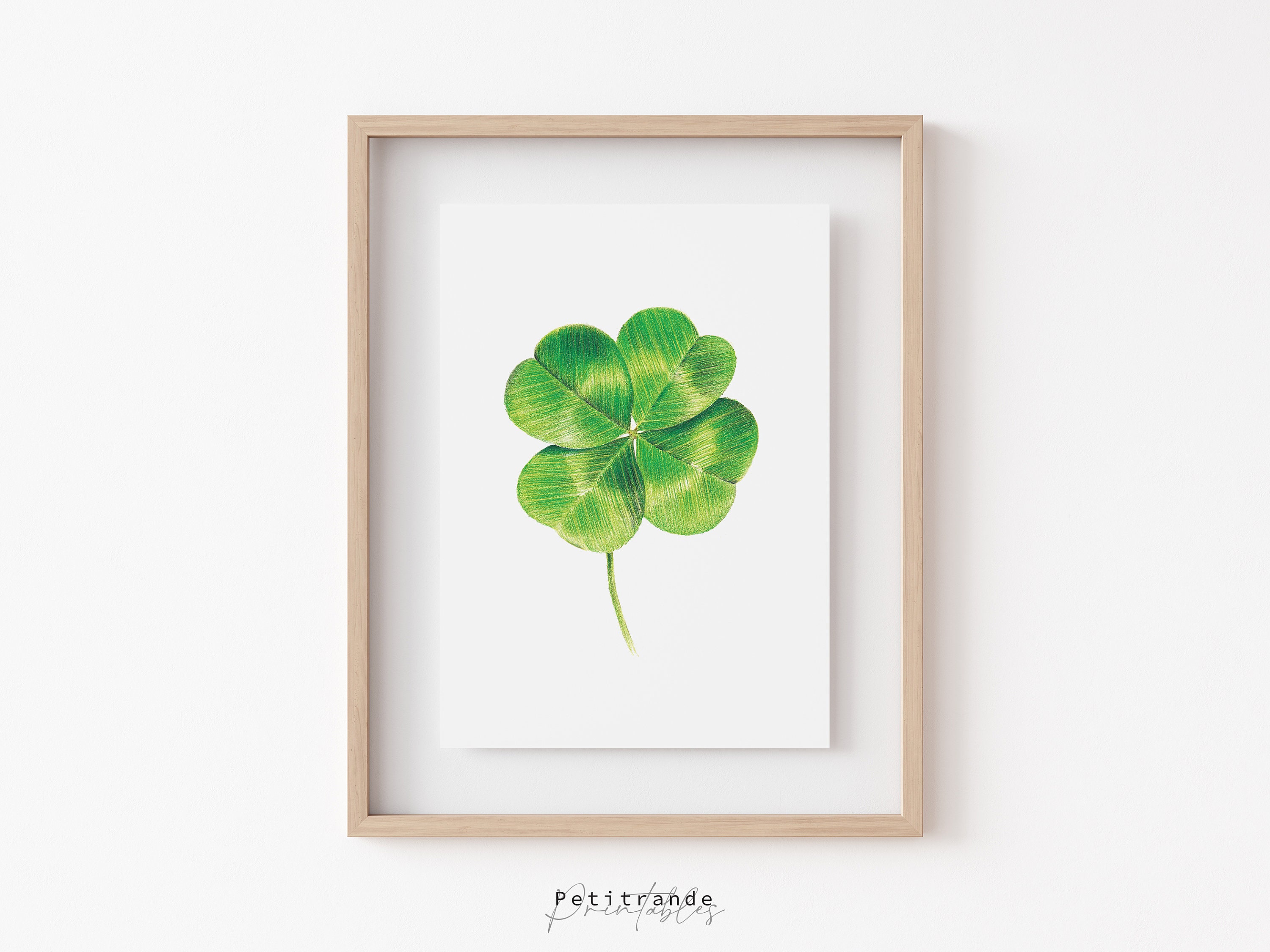 Four Leaf Clover Print, Lucky Clover, Lucky Clover Wall Art, Four Leaf ...