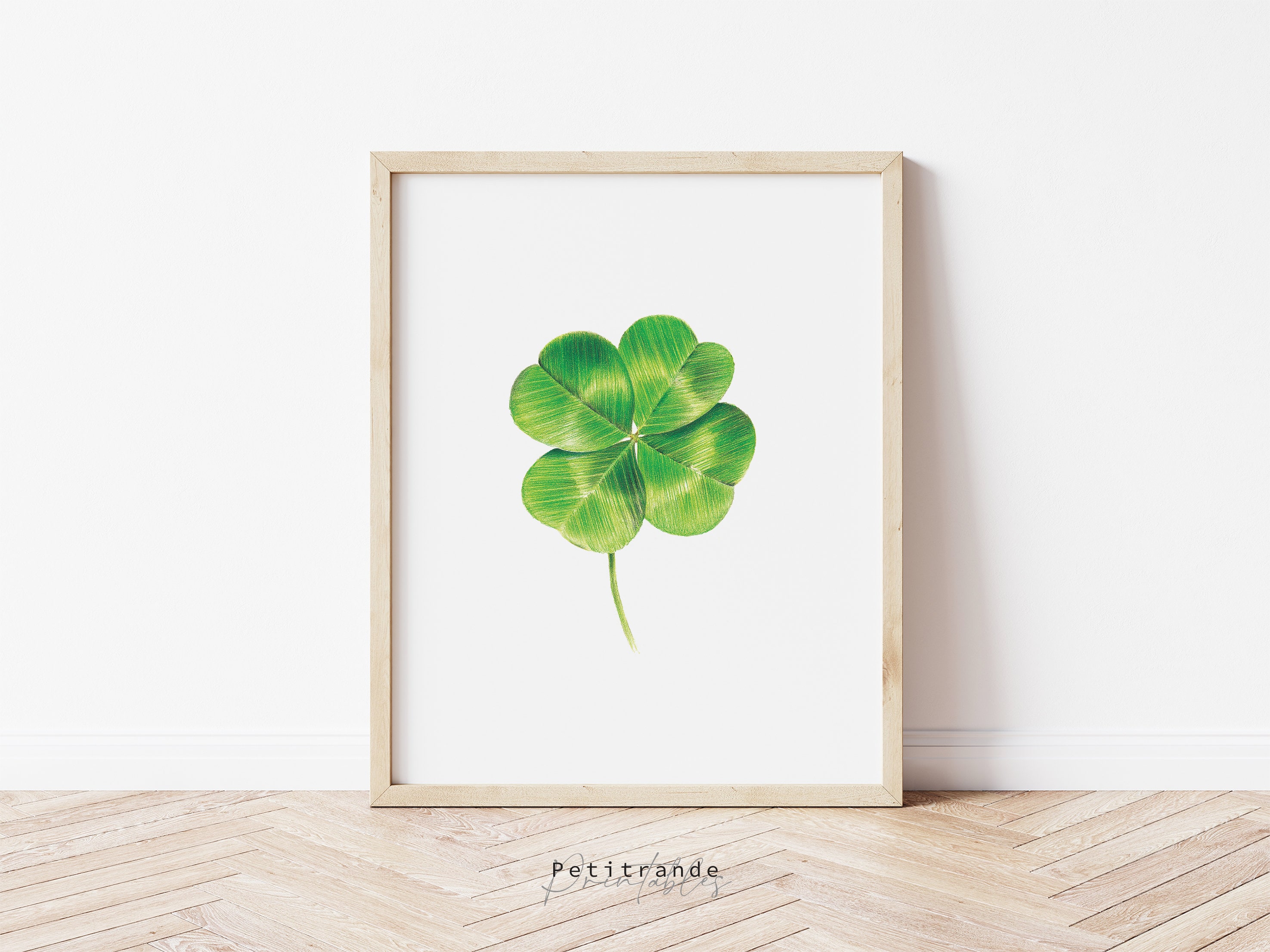 Four Leaf Clover Print, Lucky Clover, Lucky Clover Wall Art, Four Leaf ...