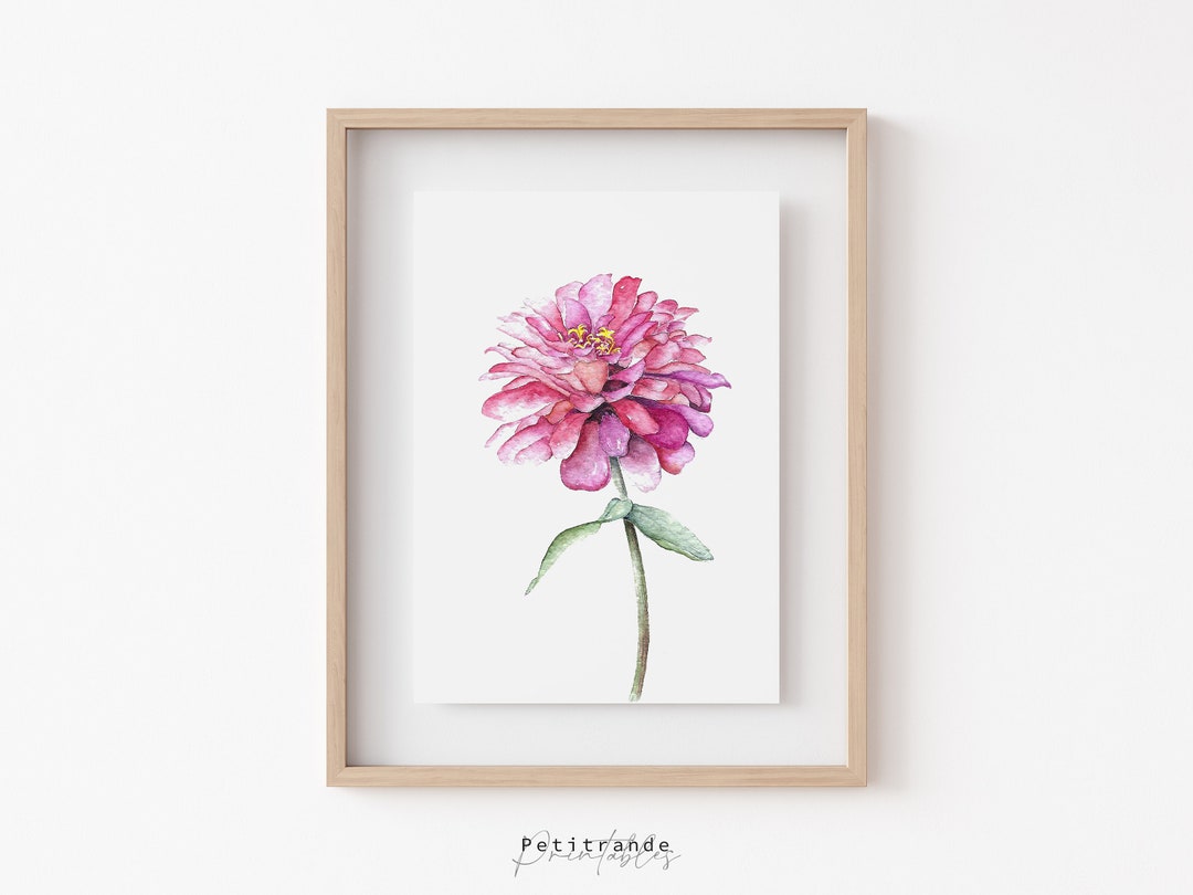 Zinnia Print, Botanical Wall Art Prints, Flower Printable Wall Art ...