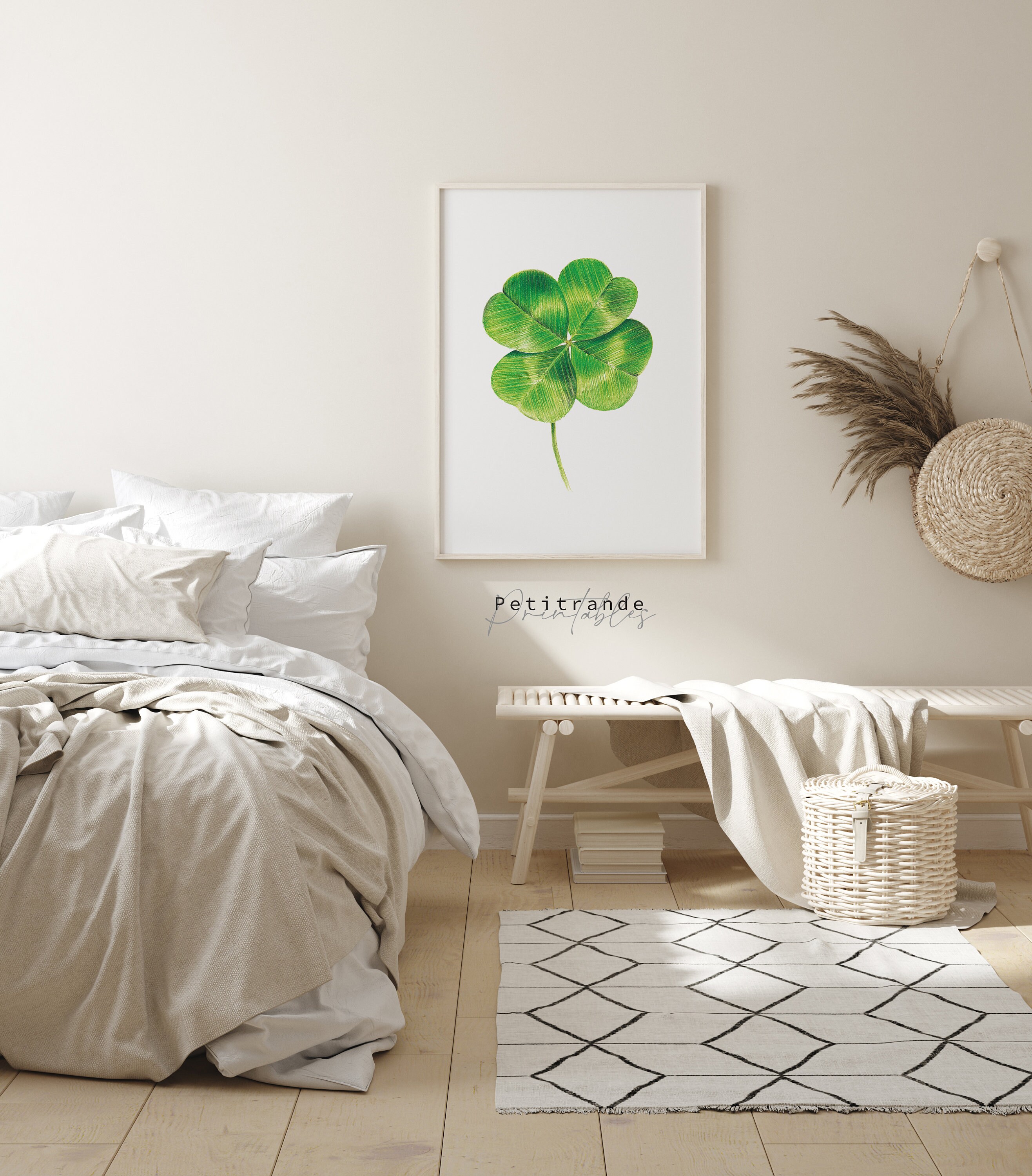 Four Leaf Clover Print, Lucky Clover, Lucky Clover Wall Art, Four Leaf ...