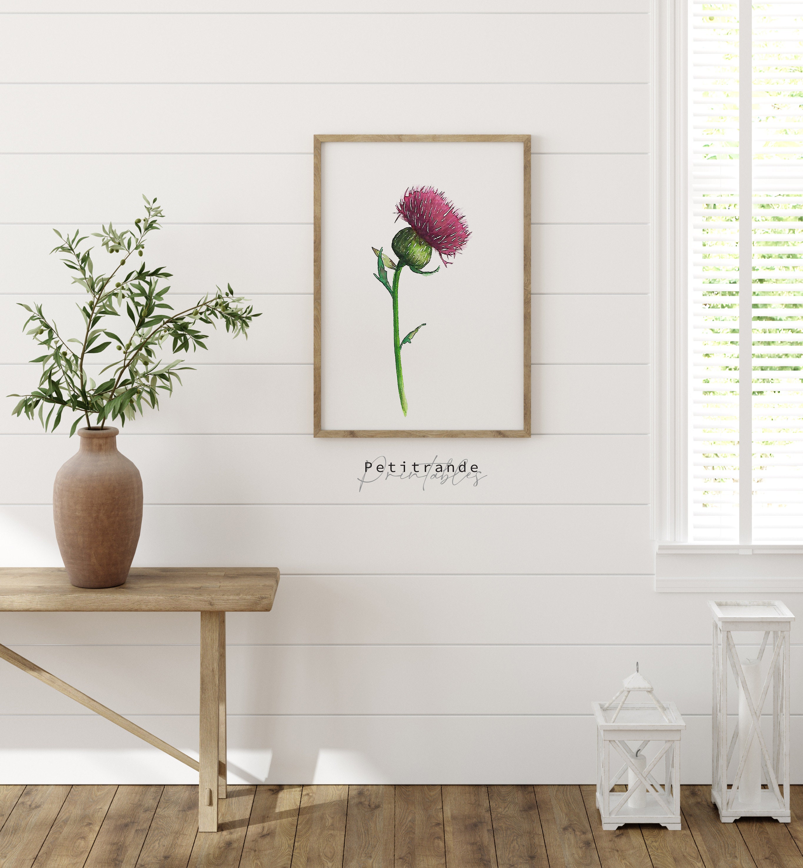 Thistle Print, Botanical Wall Art Prints, Flower Printable Wall Art ...