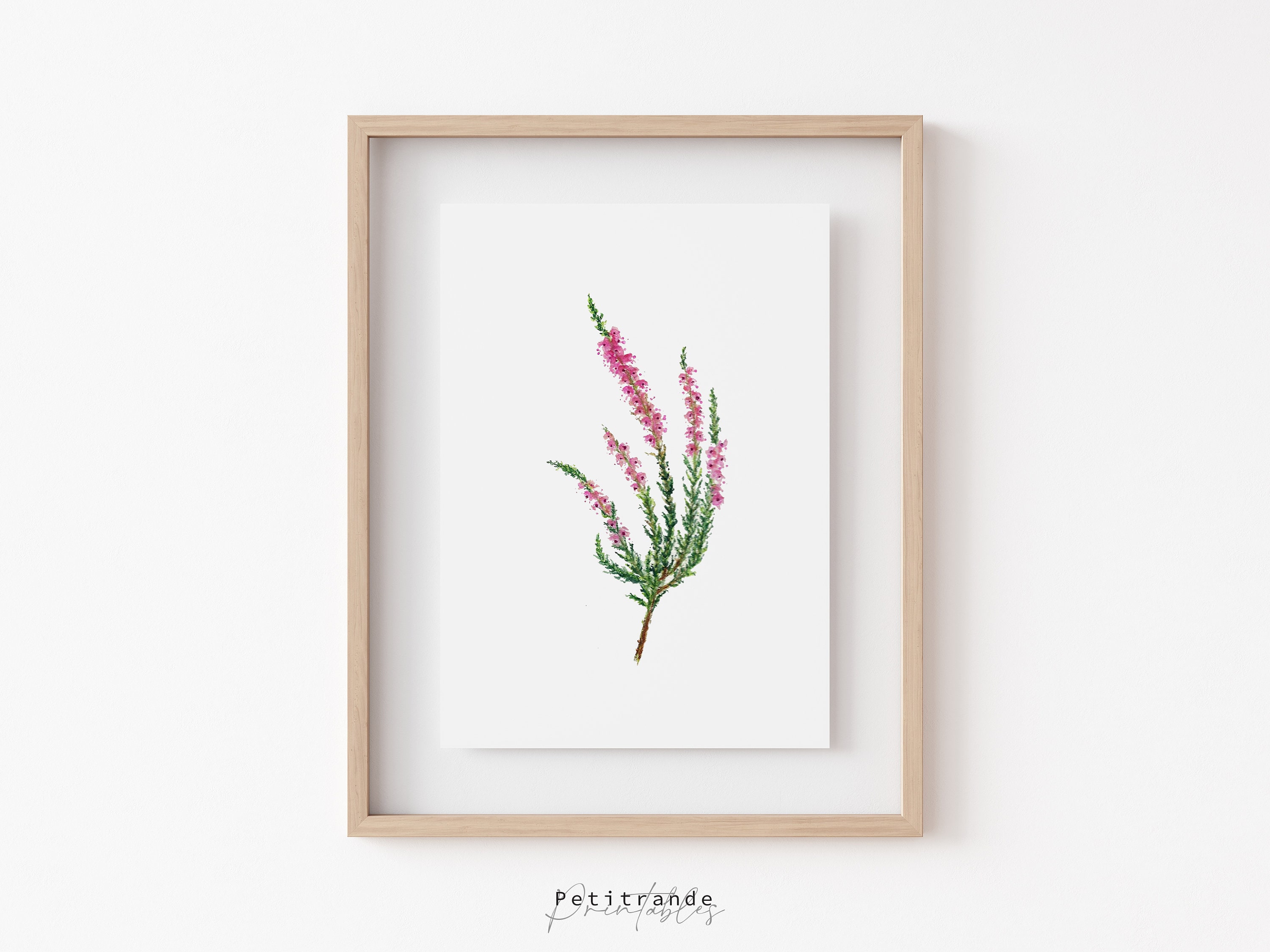 Pink Heather Print, Botanical Wall Art Prints, Flower Wall Decor ...