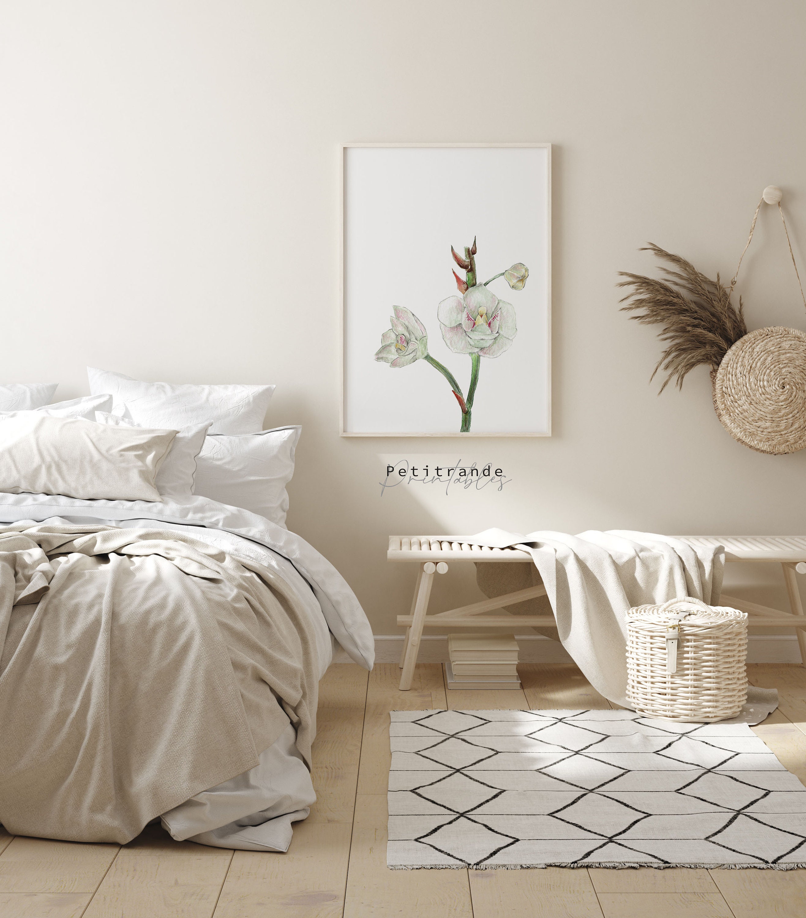 Dove Orchid Print, Peristeria Elata, Botanical Illustration, Watercolor ...