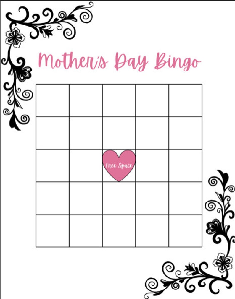 Mother's Day Bingo Card - Etsy