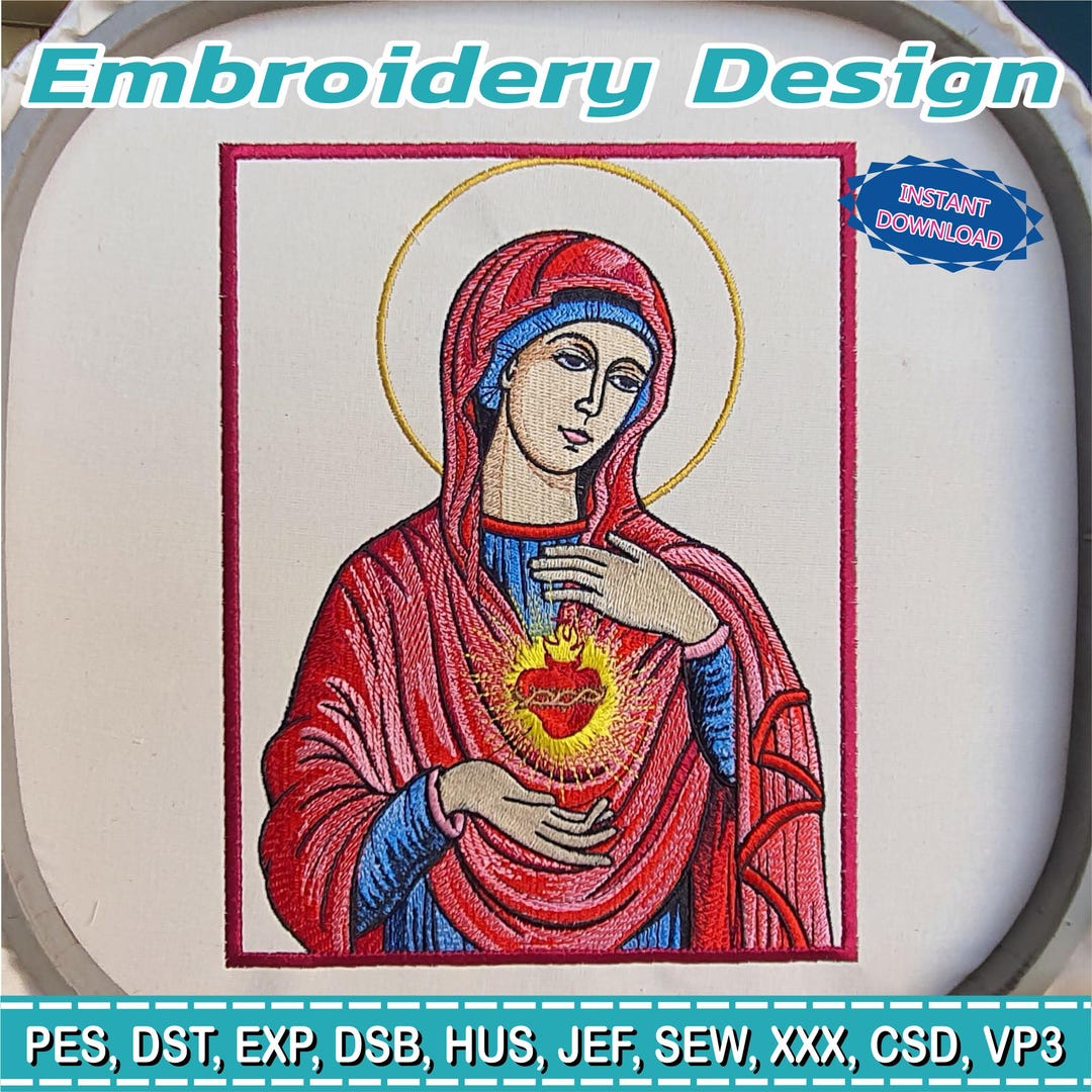 Embroidery Design / Immaculate Heart of Mary / Religious Embroidery ...