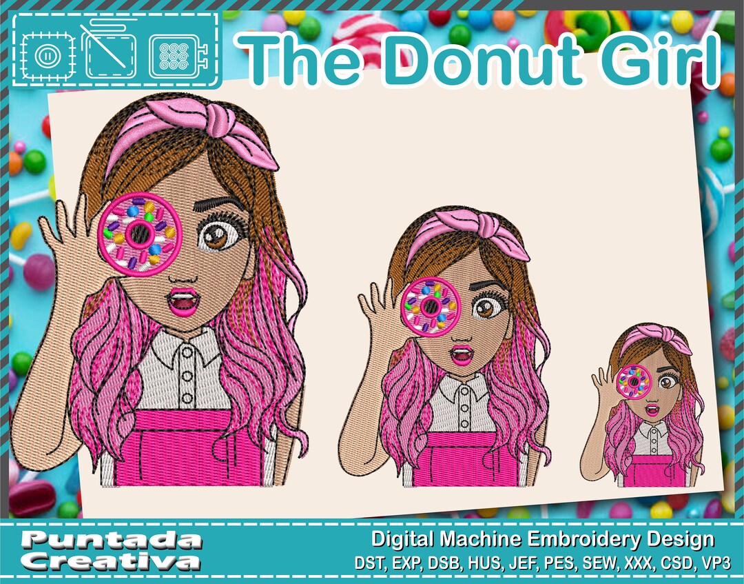 Design to Embroider Girl's Face Donut, Face Art, Donuts, Influencer ...