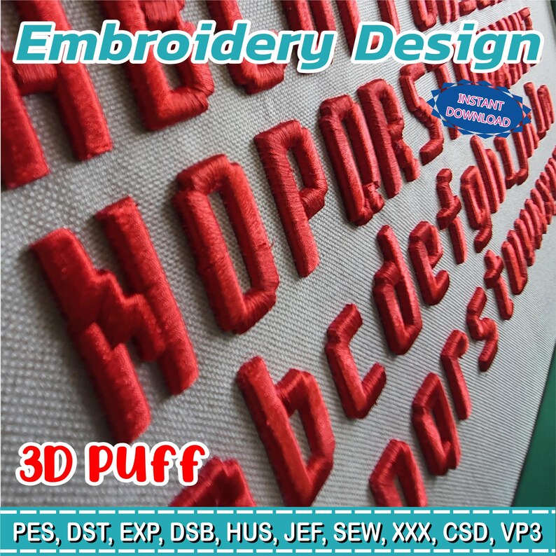 Retro Gamer 3D Puff Alphabet Embroidery Font | Pixel Style Puffy ...
