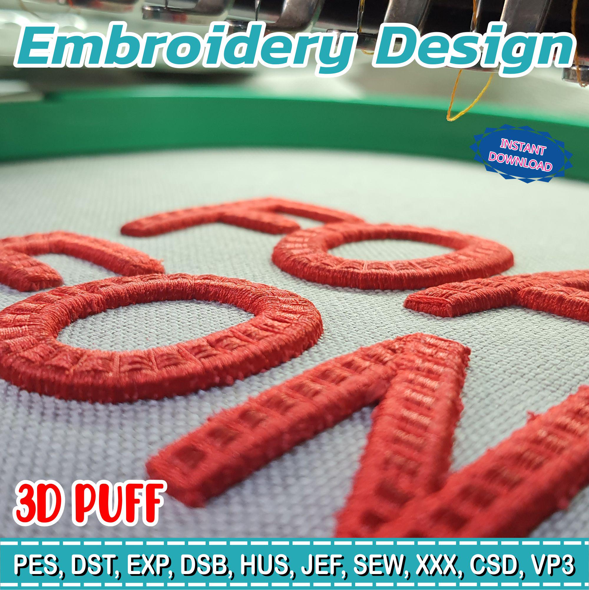 Bold 3D Puff Foam Font Embroidery Alphabet – Puffy Satin Letters for ...