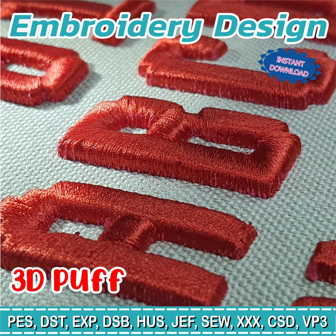 Retro Gamer 3D Puff Alphabet Embroidery Font | Pixel Style Puffy ...