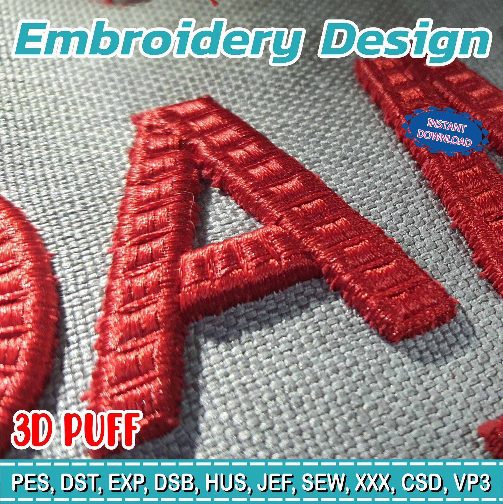 Bold 3D Puff Foam Font Embroidery Alphabet – Puffy Satin Letters for ...