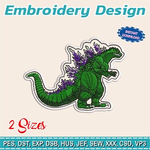 Embroidery Design / GODZILLA / Dinosaur / Large Design to - Etsy