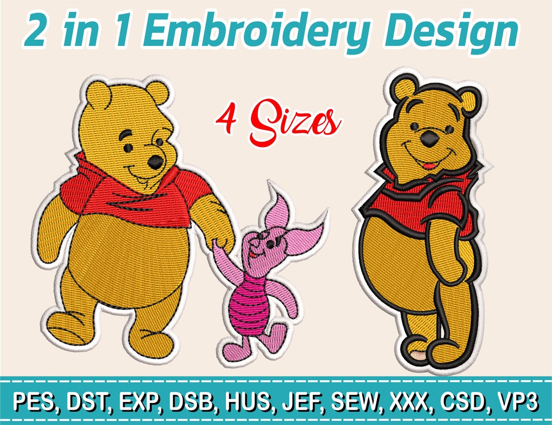 2 in 1 Embroidery Design, Winnie De Pooh, Winnie De Pooh With Piglet ...