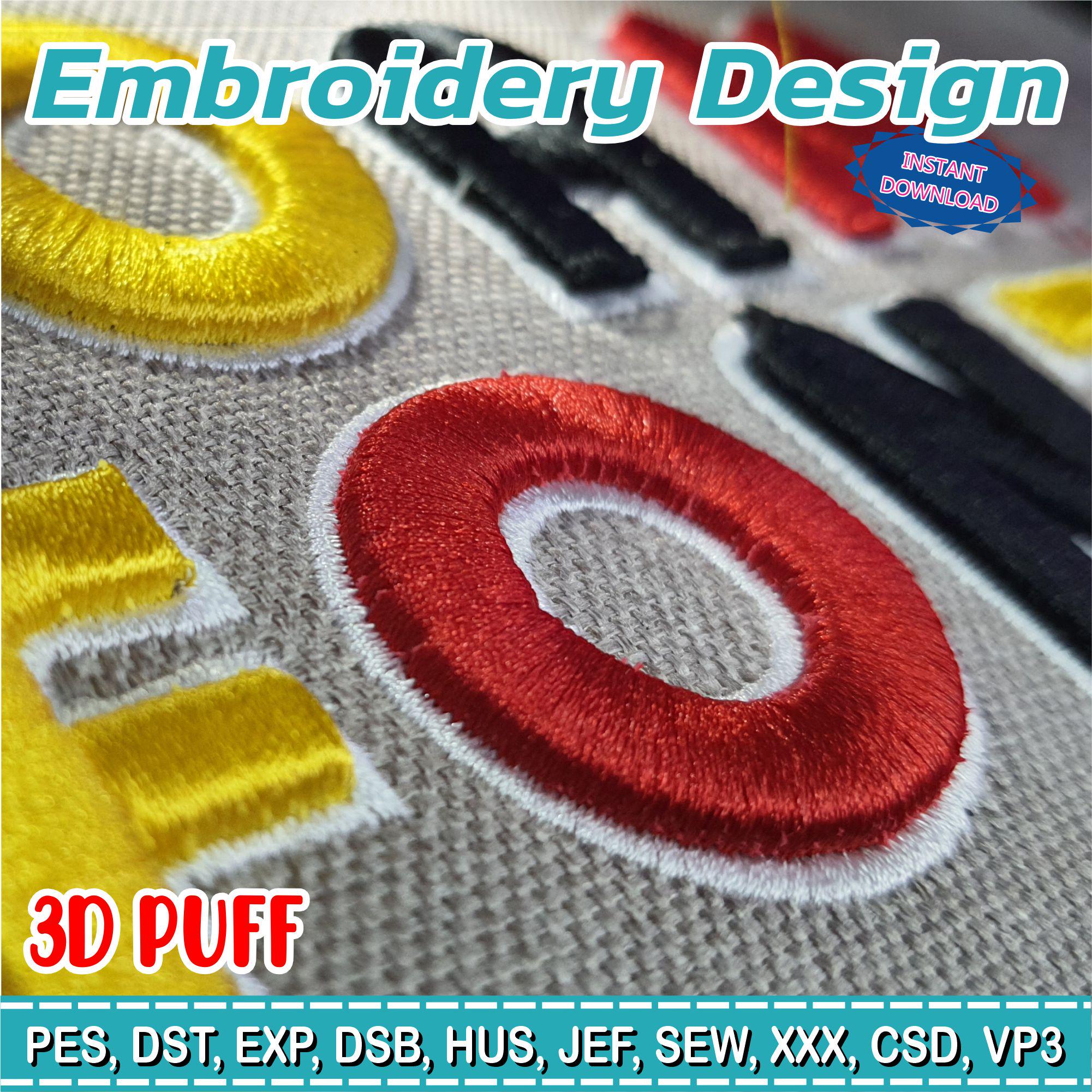 Rounded Bold 3D Puff Embroidery Font | Foam Puffy Alphabet for Cap or ...