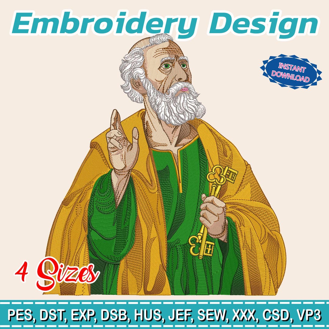 Saint Peter Embroidery Design | Religious Apostle Pattern | Catholic ...