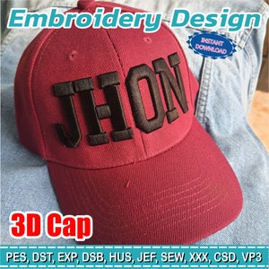 Design to Embroider 3D Foamy Cap / 3D College Puff Foam Embroidery Font ...