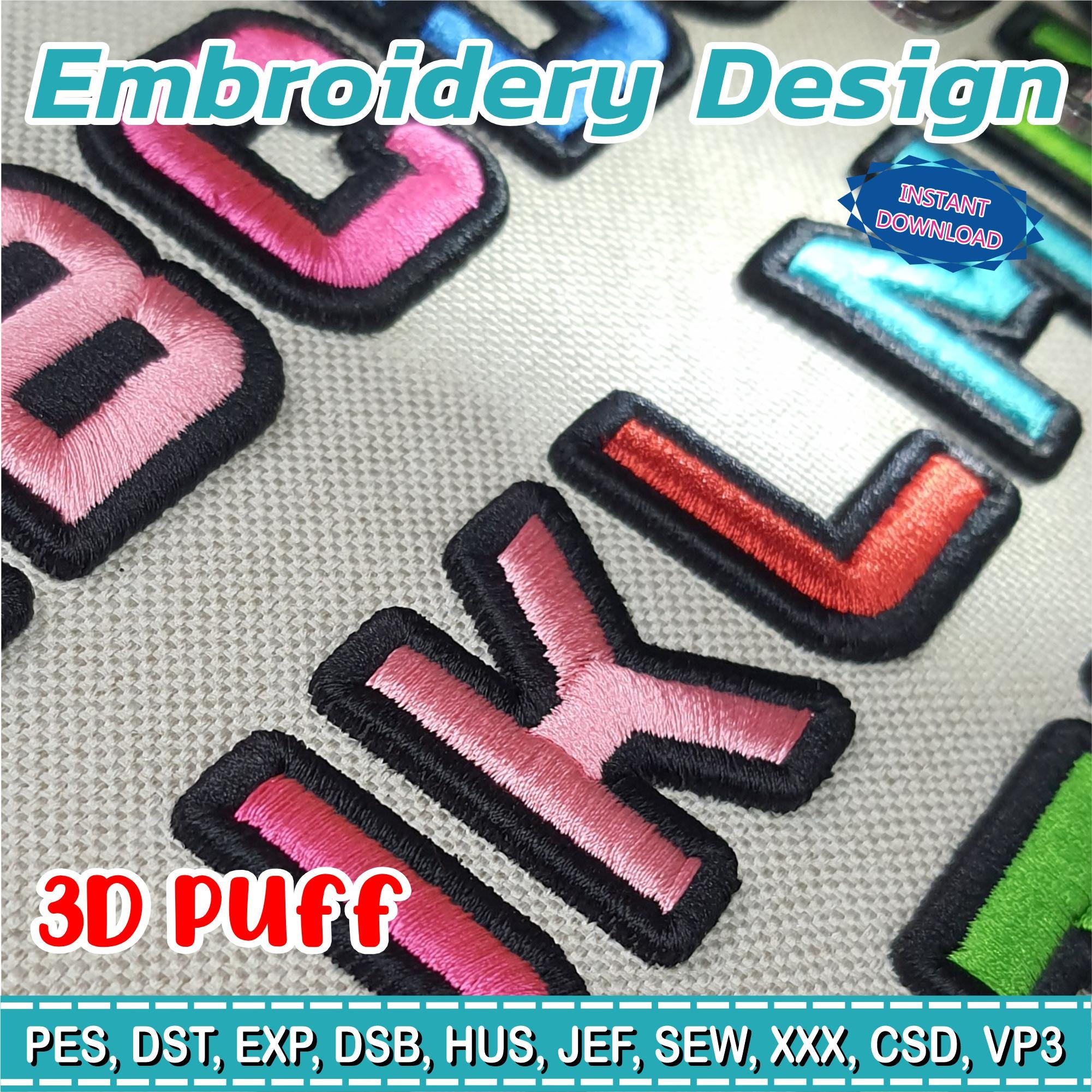 3D Puff Neon Embroidery Alphabet | Bright LED Light Style Letters ...