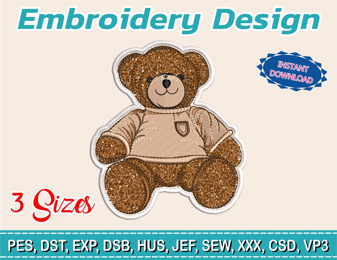 Design to Embroider / Bear 3 Sizes to Mark Clothing / Beautiful Teddy ...