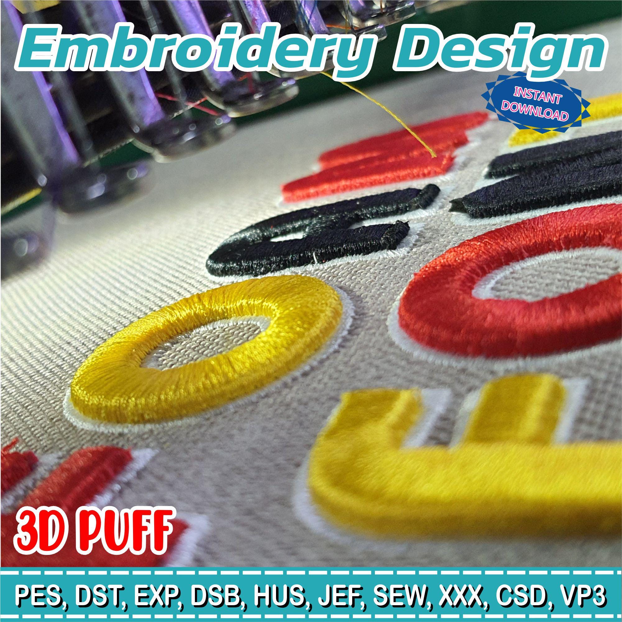 Rounded Bold 3D Puff Embroidery Font | Foam Puffy Alphabet for Cap or ...
