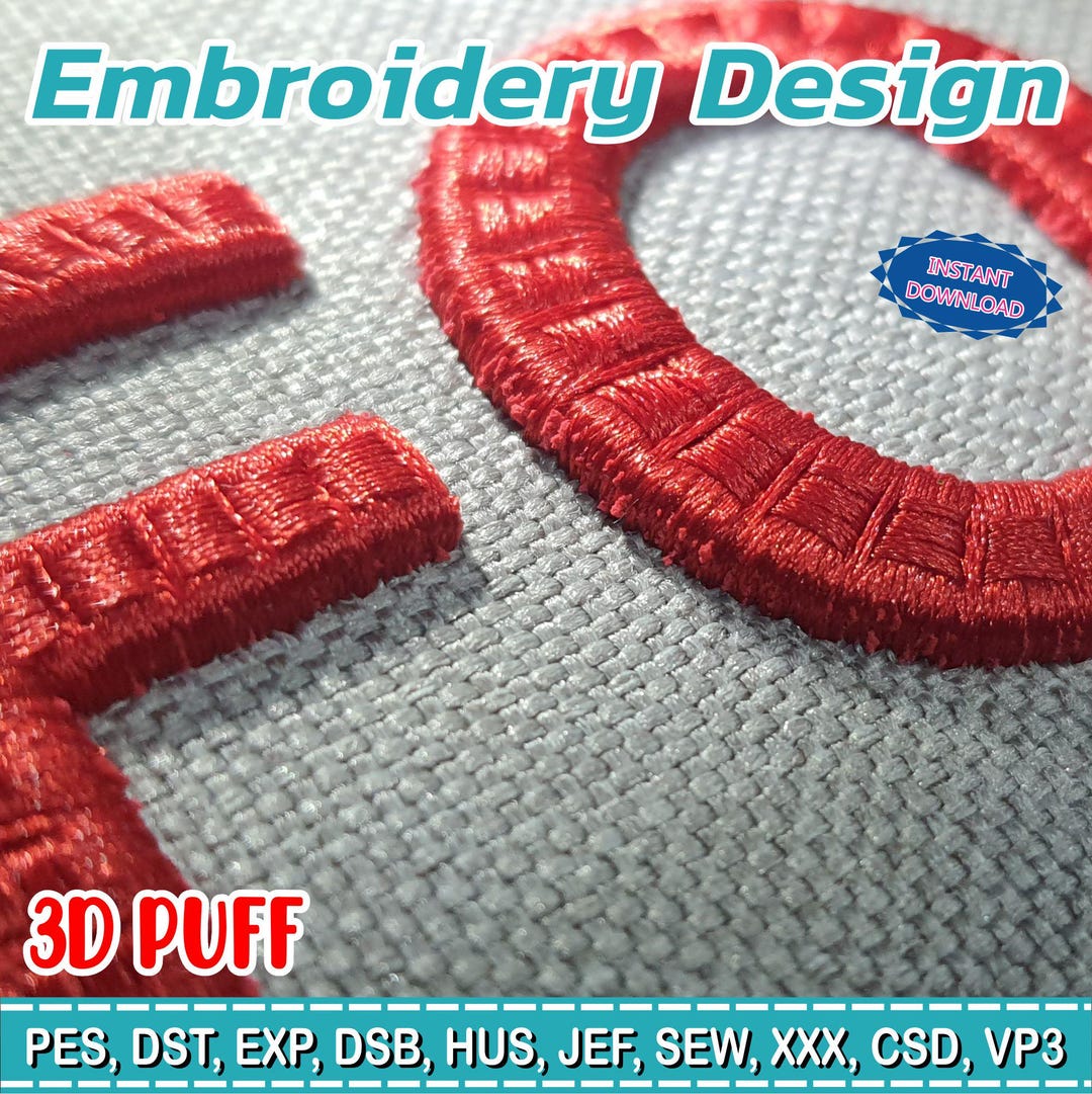 Bold 3D Puff Foam Font Embroidery Alphabet – Puffy Satin Letters for ...