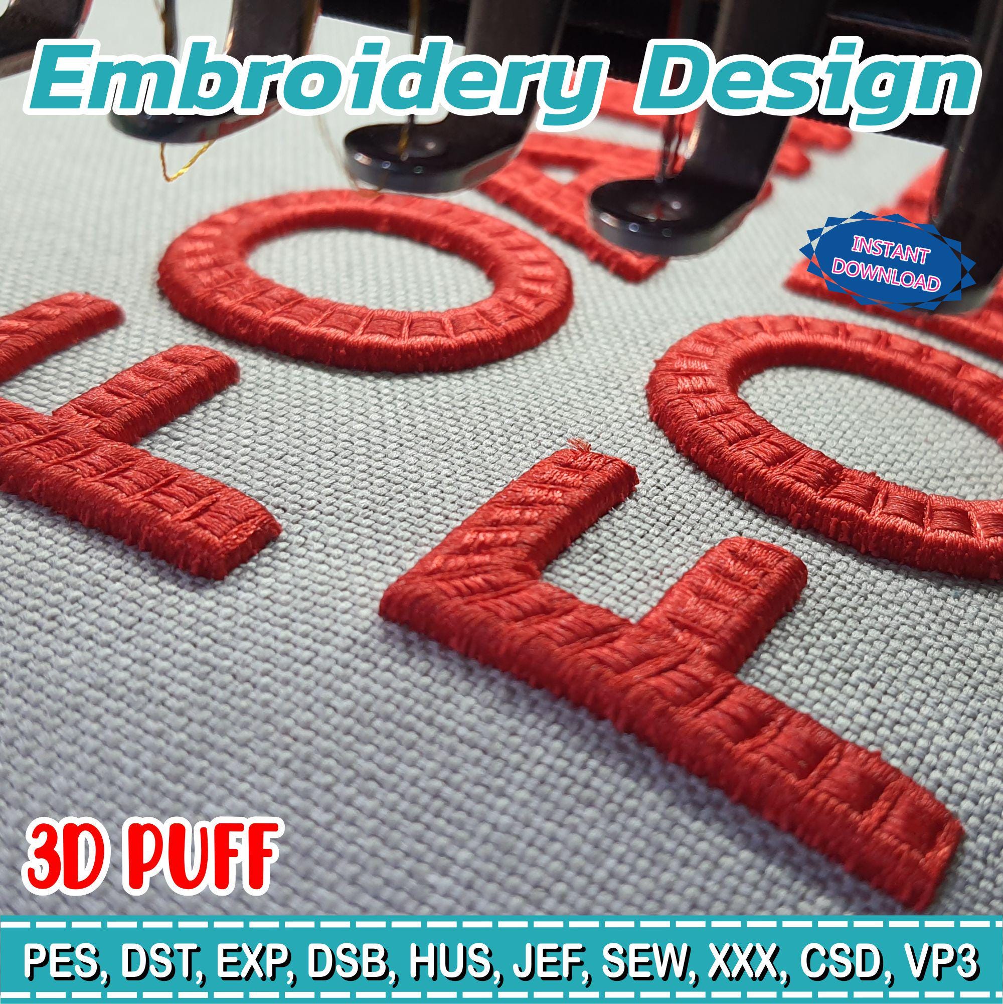 Bold 3D Puff Foam Font Embroidery Alphabet – Puffy Satin Letters for ...