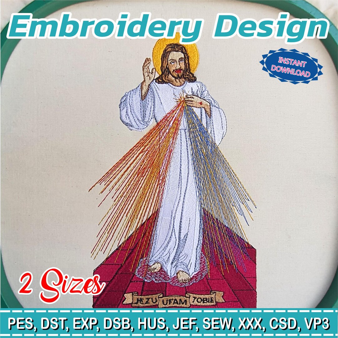 Divine Mercy Jesus Embroidery Design | Sacred Heart of Jesus | Catholic ...