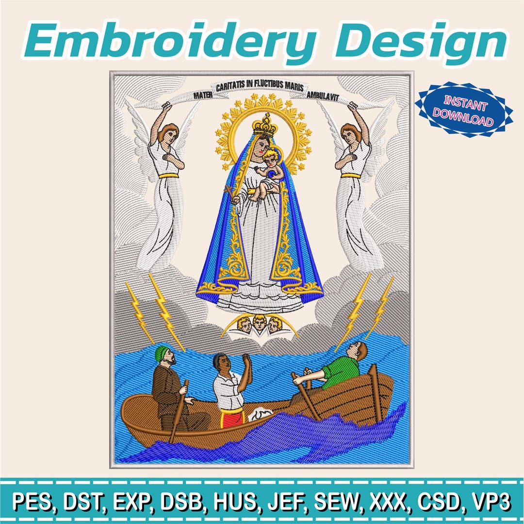 Our Lady of Charity of El Cobre Embroidery Design | Virgin Mary Machine ...