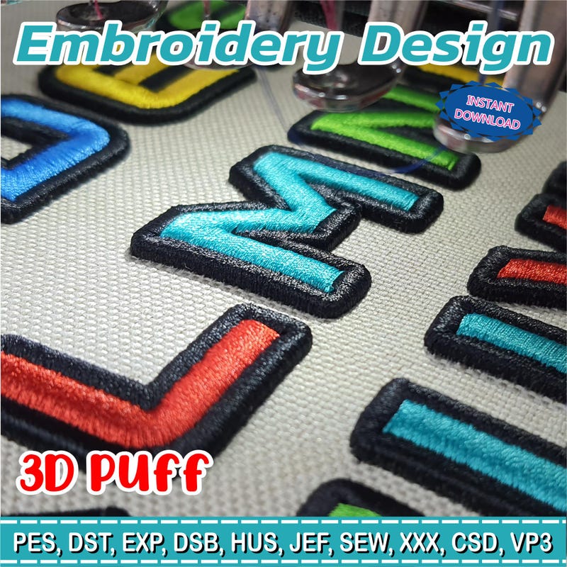 3d Puff Embroidery Font - Etsy