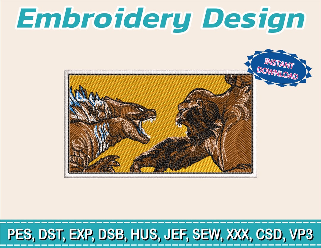 Embroidery Design / GODZILLA VS KING / King Kong / Great Design to ...