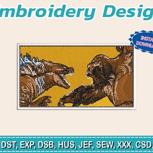 Embroidery Design / GODZILLA VS KING / King Kong / Great Design to ...