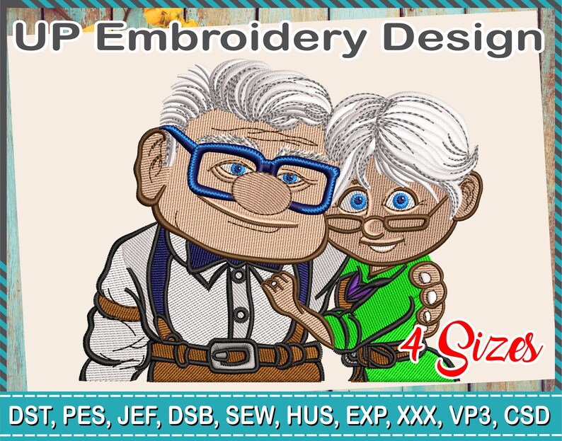 Embroidery Designs Grandparents Couple From the UP Movie an - Etsy