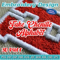 Chenille Yarn Script Font Applique Embroidery Seven Sizes 2, 3, 4, 5, 6 ...