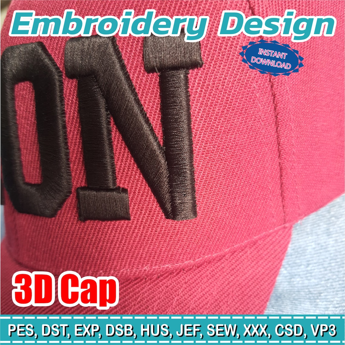 Design to Embroider 3D Foamy Cap / 3D College Puff Foam Embroidery Font ...