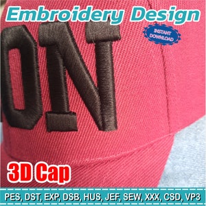 Design to Embroider 3D Foamy Cap / 3D College Puff Foam Embroidery Font ...