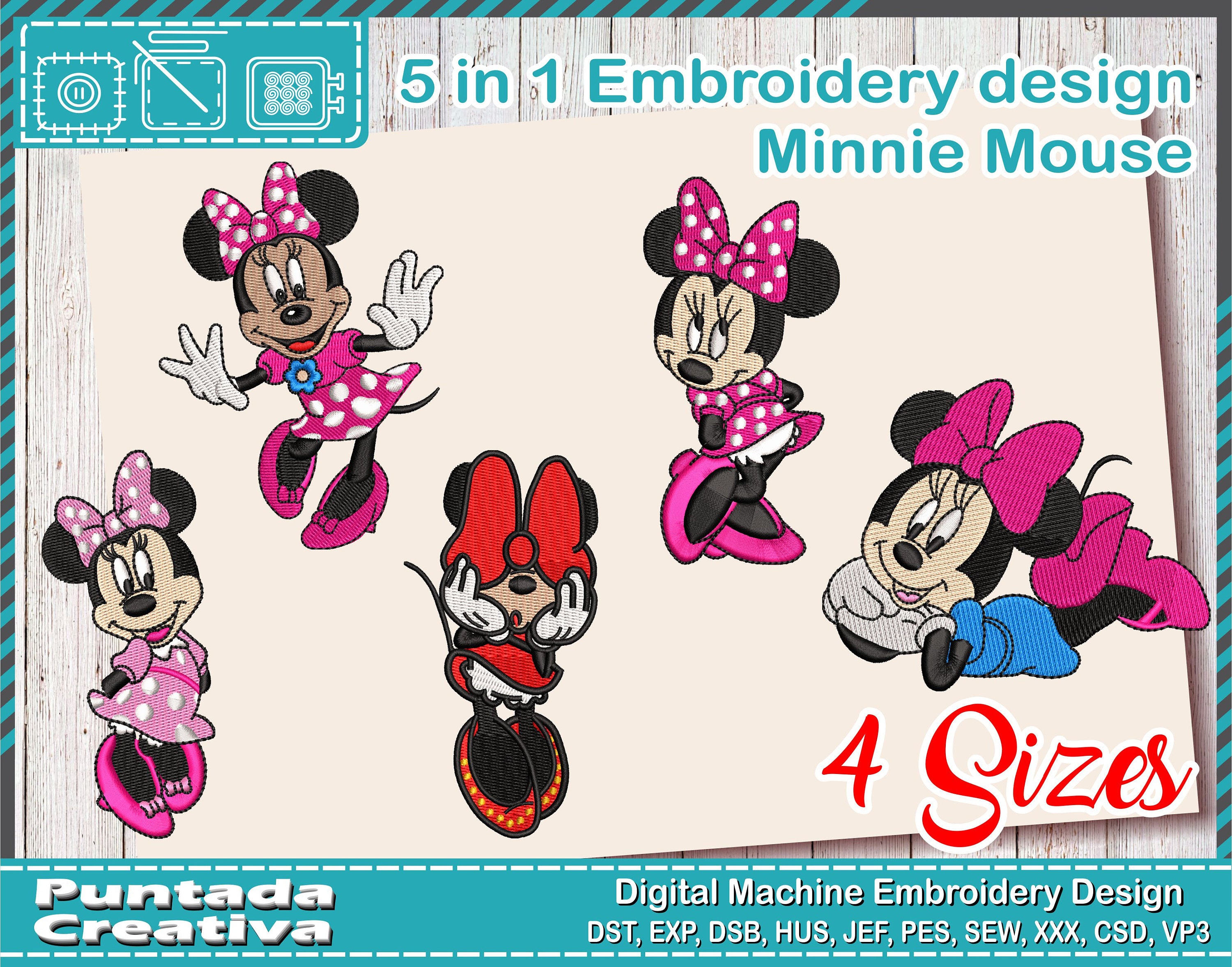 5 in 1 Embroidery Design Minnie Mouse Minnie Mouse - Etsy