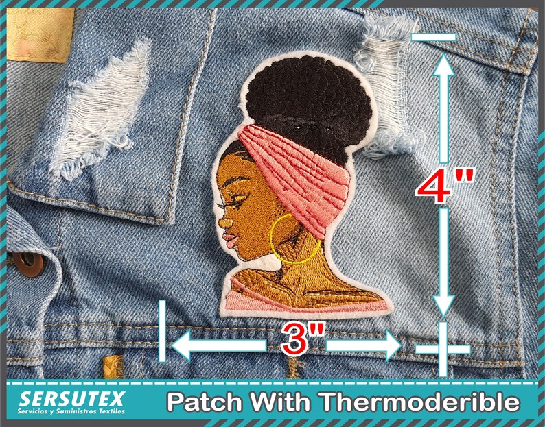 Embroidered Patches of Women Woman Curly Hair With - Etsy