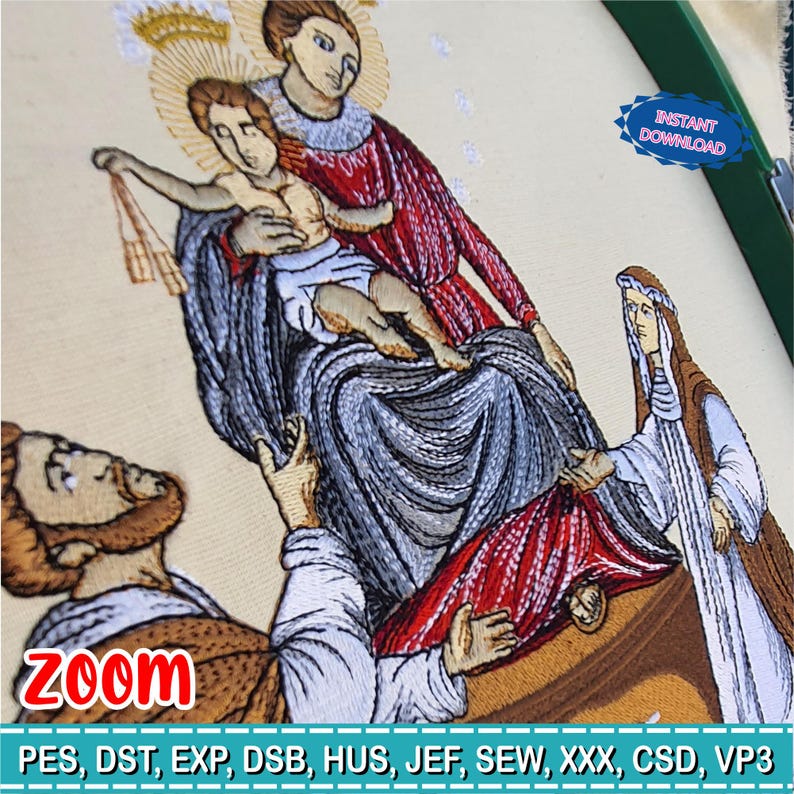 Virgin of the Rosary of Pompeii Embroidery Design | Catholic Embroidery ...