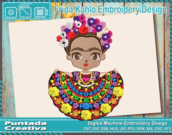 Embroidery Designs Frida Kahlo With Flowers - Etsy