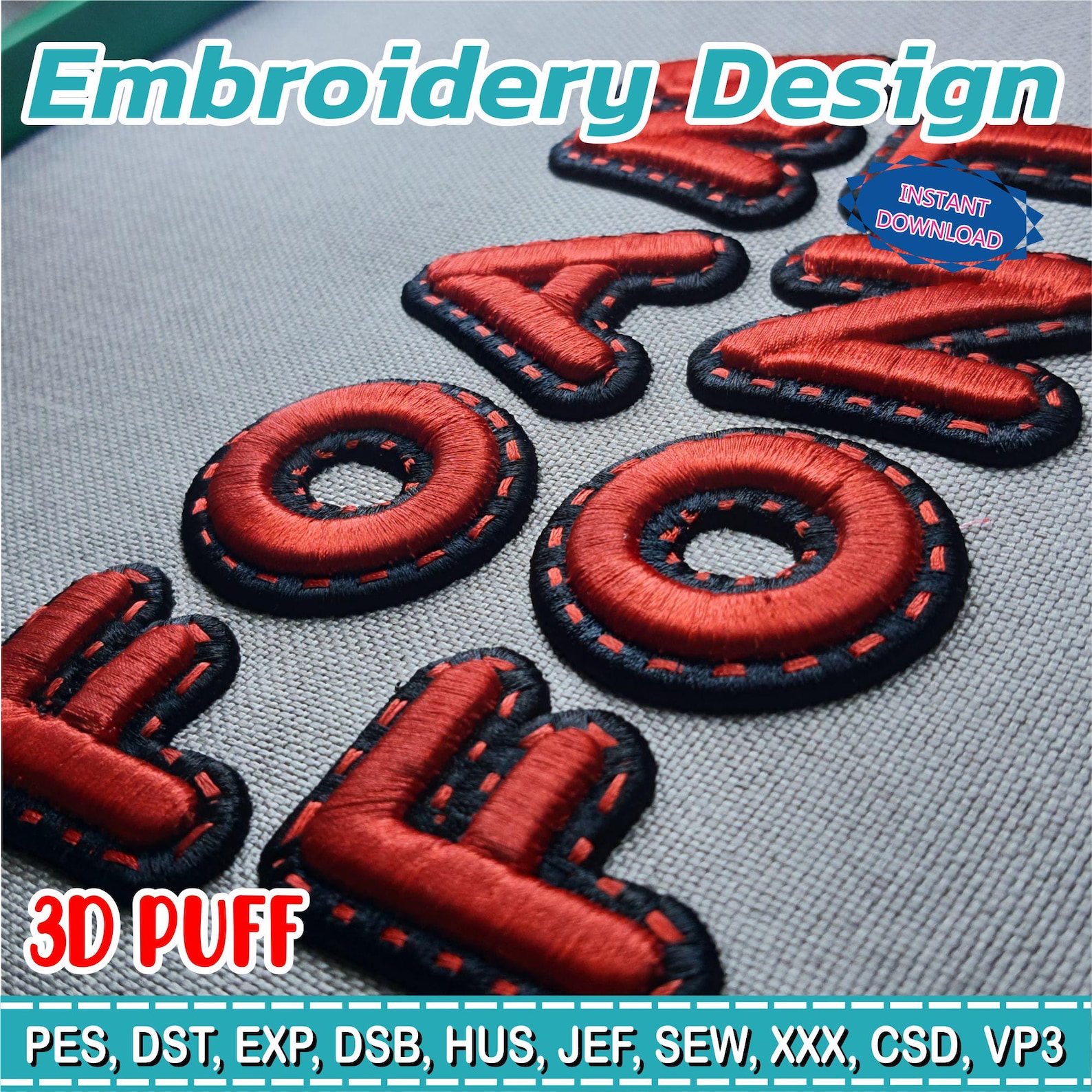 Design to Embroider 3D Foamy Cap / Round Double 3D Font / Puff Foam ...