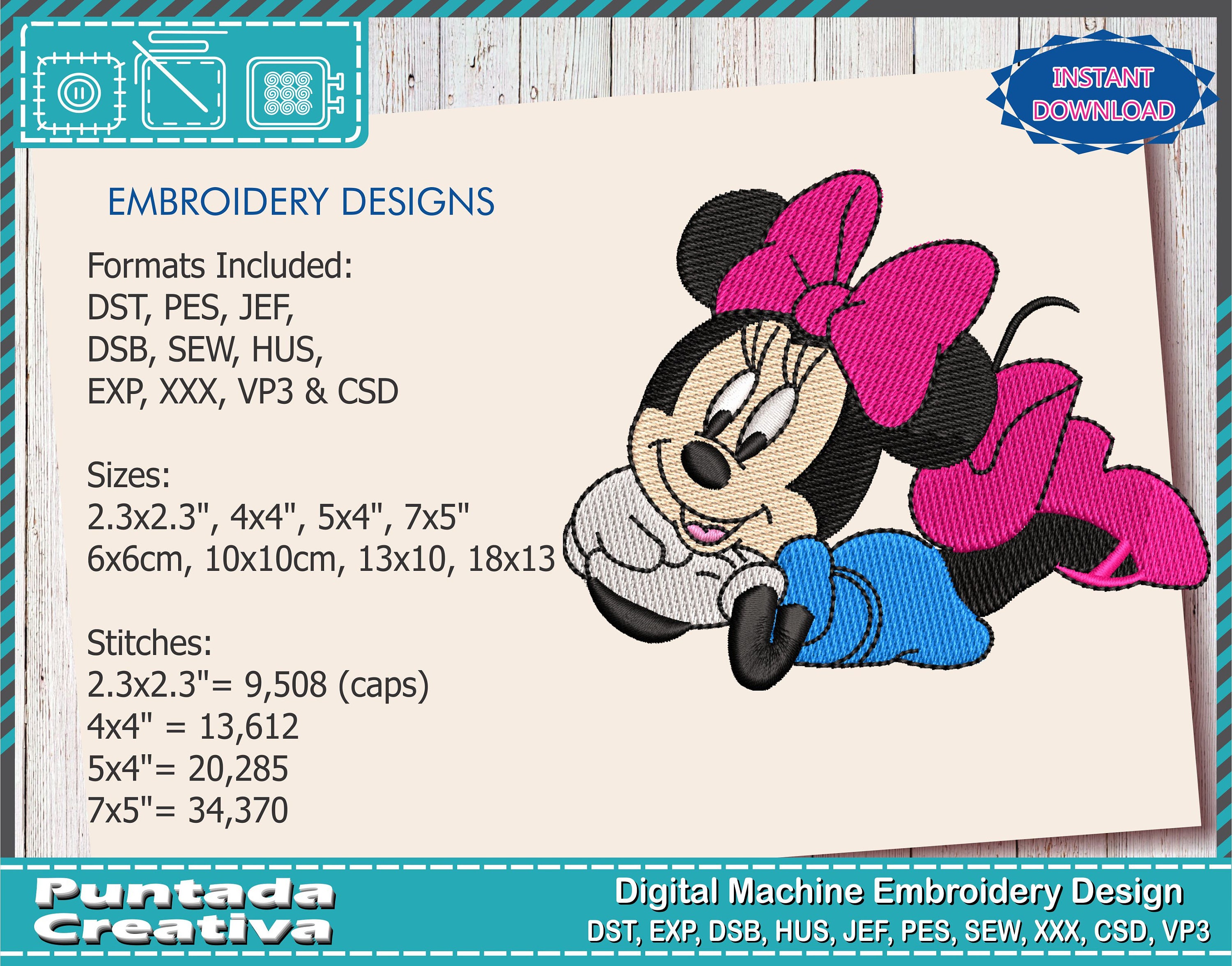 5 in 1 Embroidery Design Minnie Mouse Minnie Mouse - Etsy