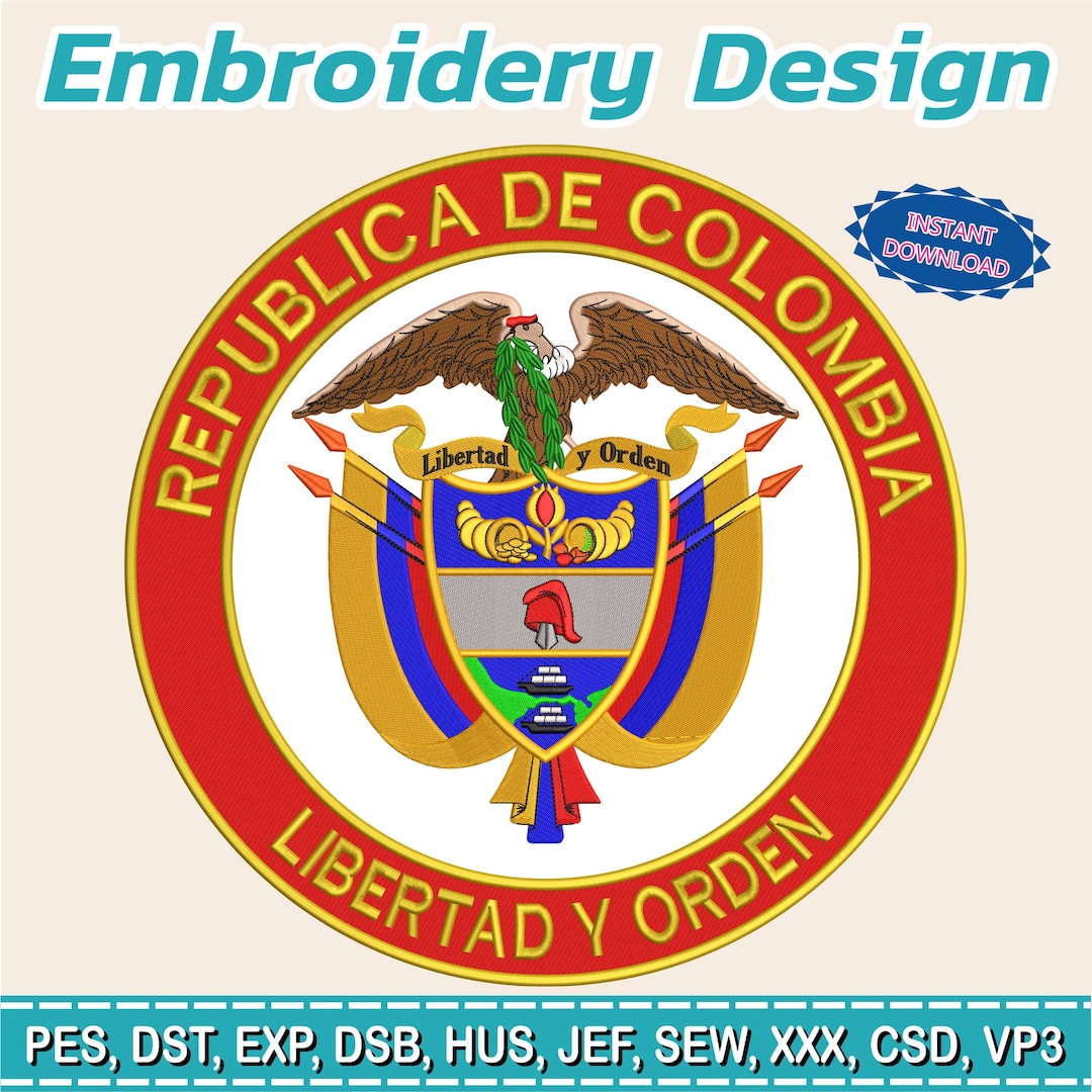 Embroidery Design / Shield of Colombia Flag / National Shield of ...