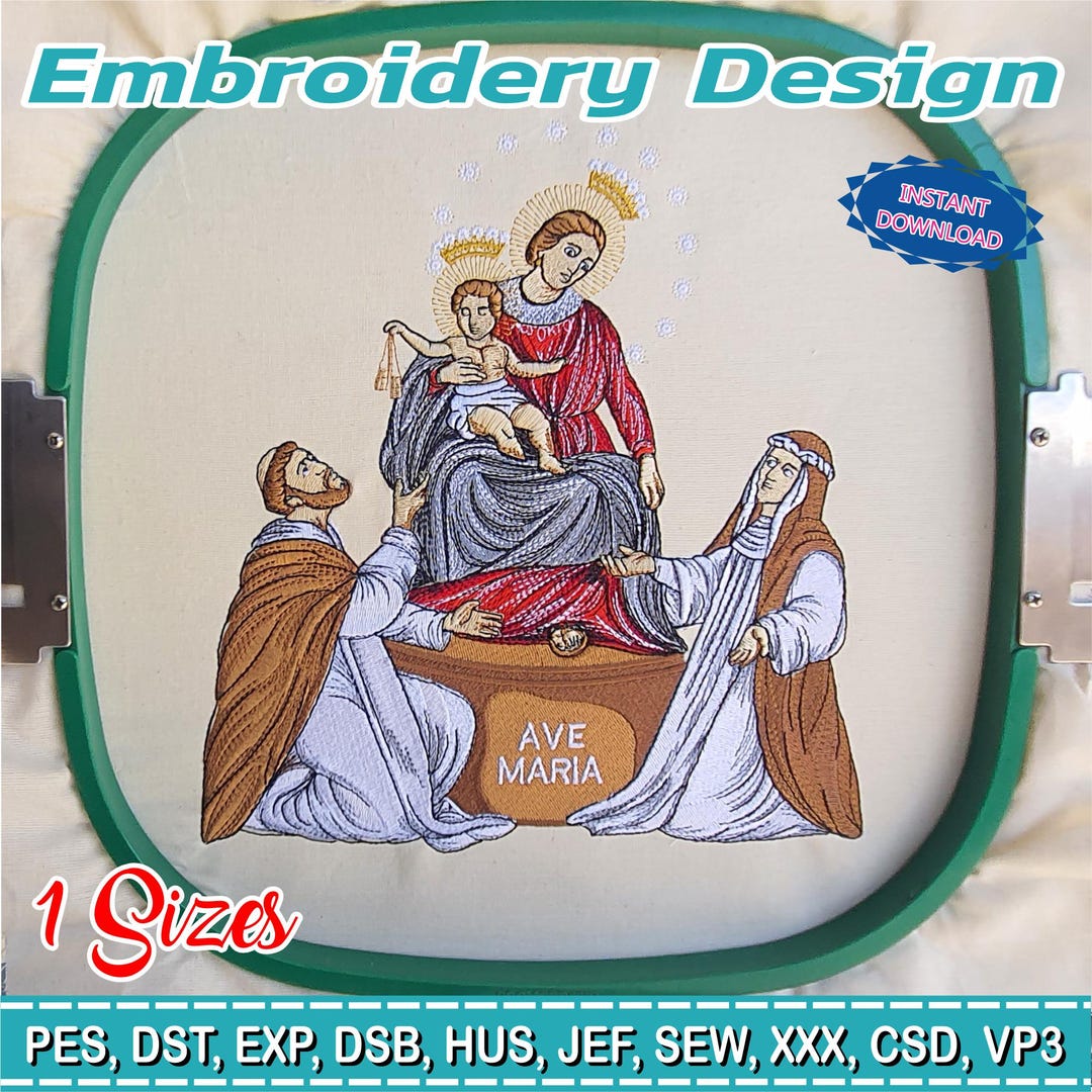 Virgin of the Rosary of Pompeii Embroidery Design | Catholic Embroidery ...