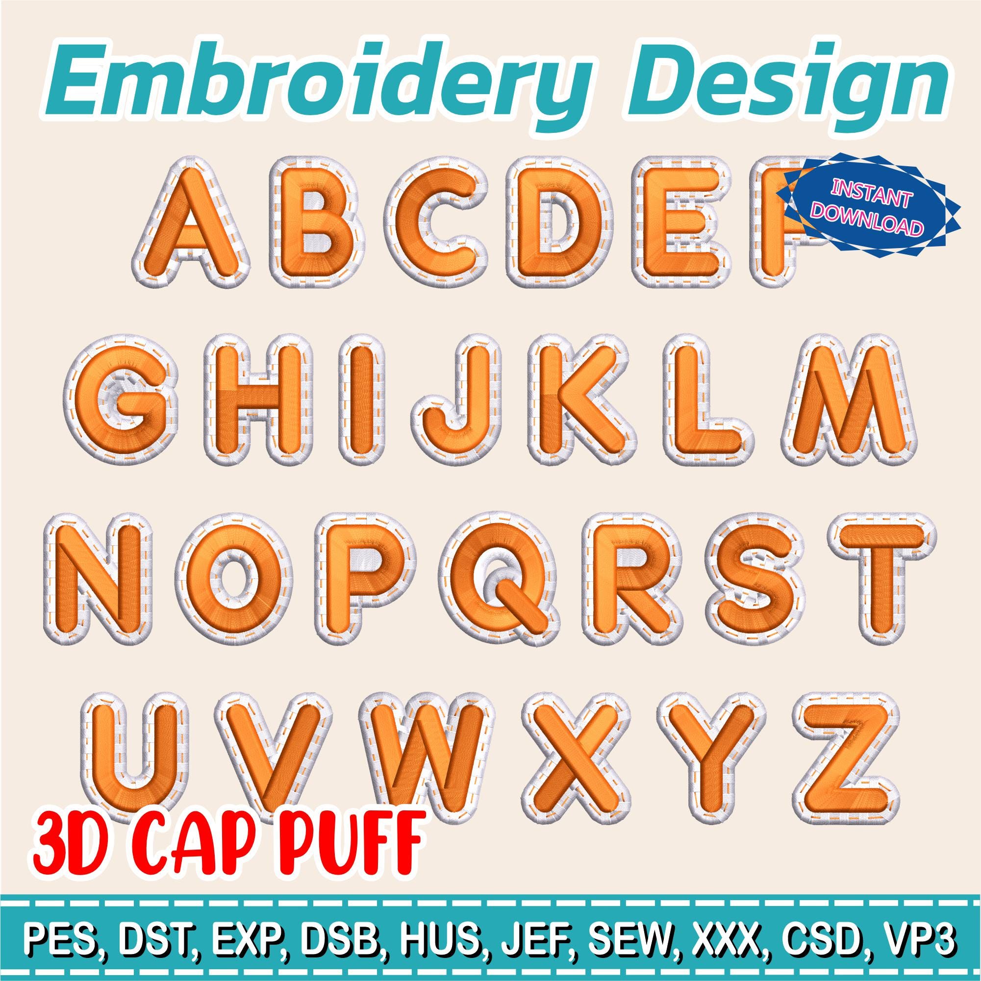 Design to Embroider 3D Foamy Cap / Round Double 3D Font / Puff Foam ...