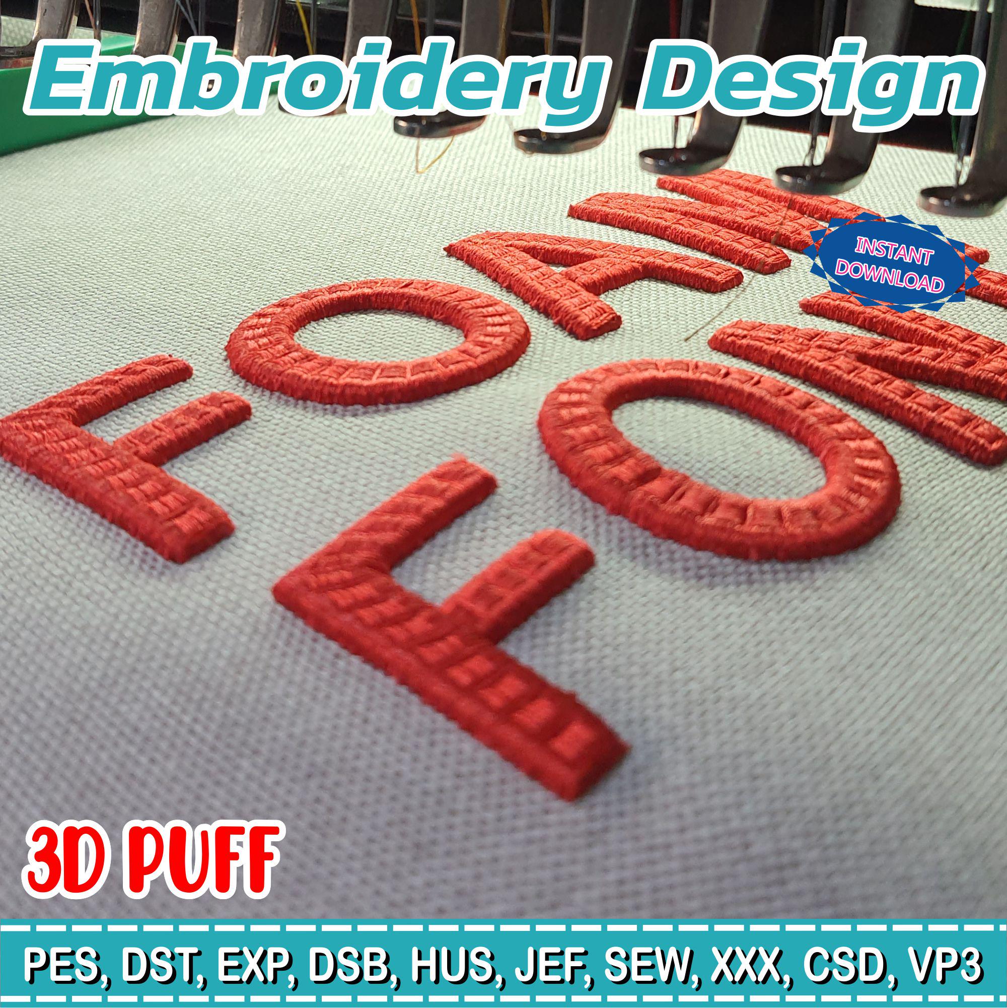 Bold 3D Puff Foam Font Embroidery Alphabet – Puffy Satin Letters for ...