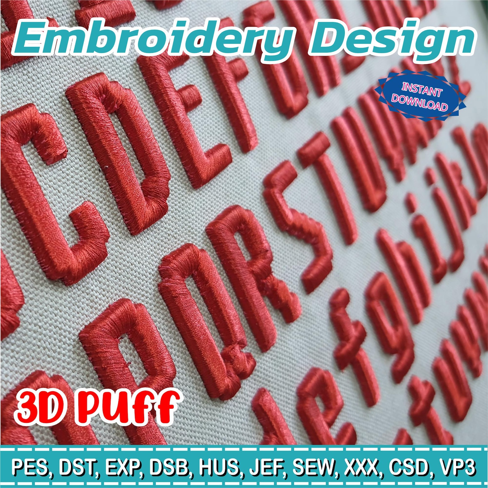 Retro Gamer 3D Puff Alphabet Embroidery Font | Pixel Style Puffy ...