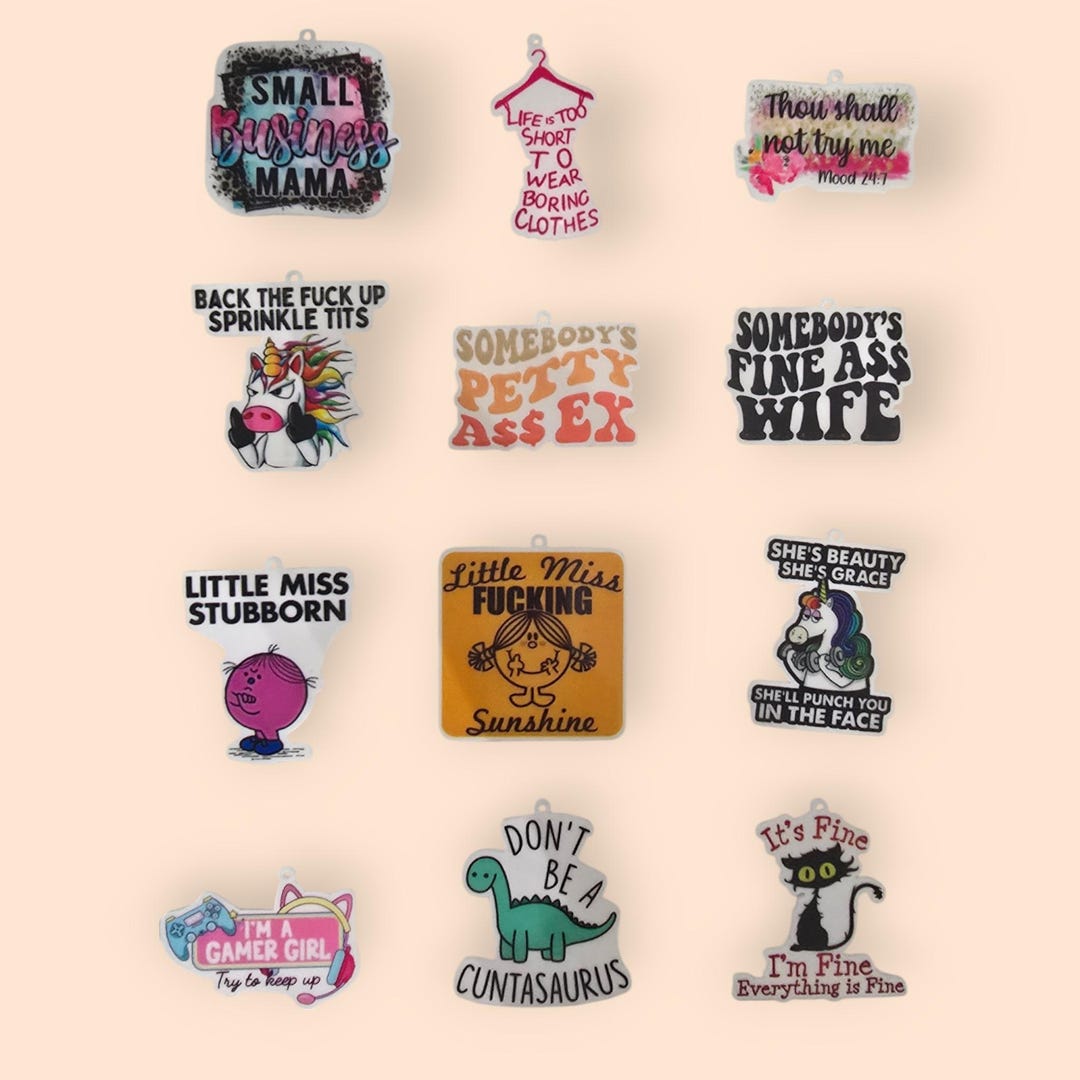 12 Pc Set Trendy Sarcastic Funny Charms Acrylic Flat Backs - Etsy