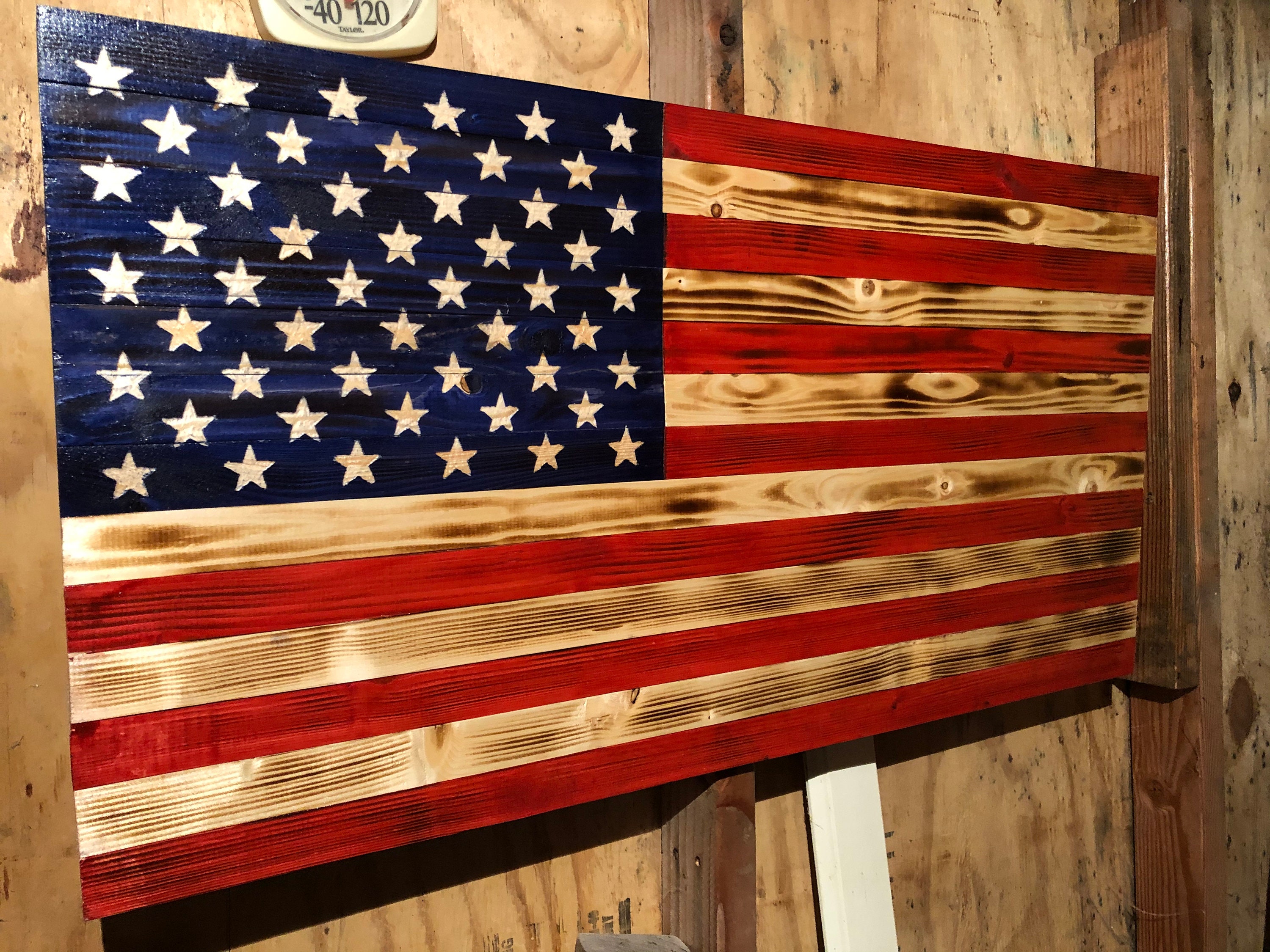 American Rustic Flag 37X19 | Etsy