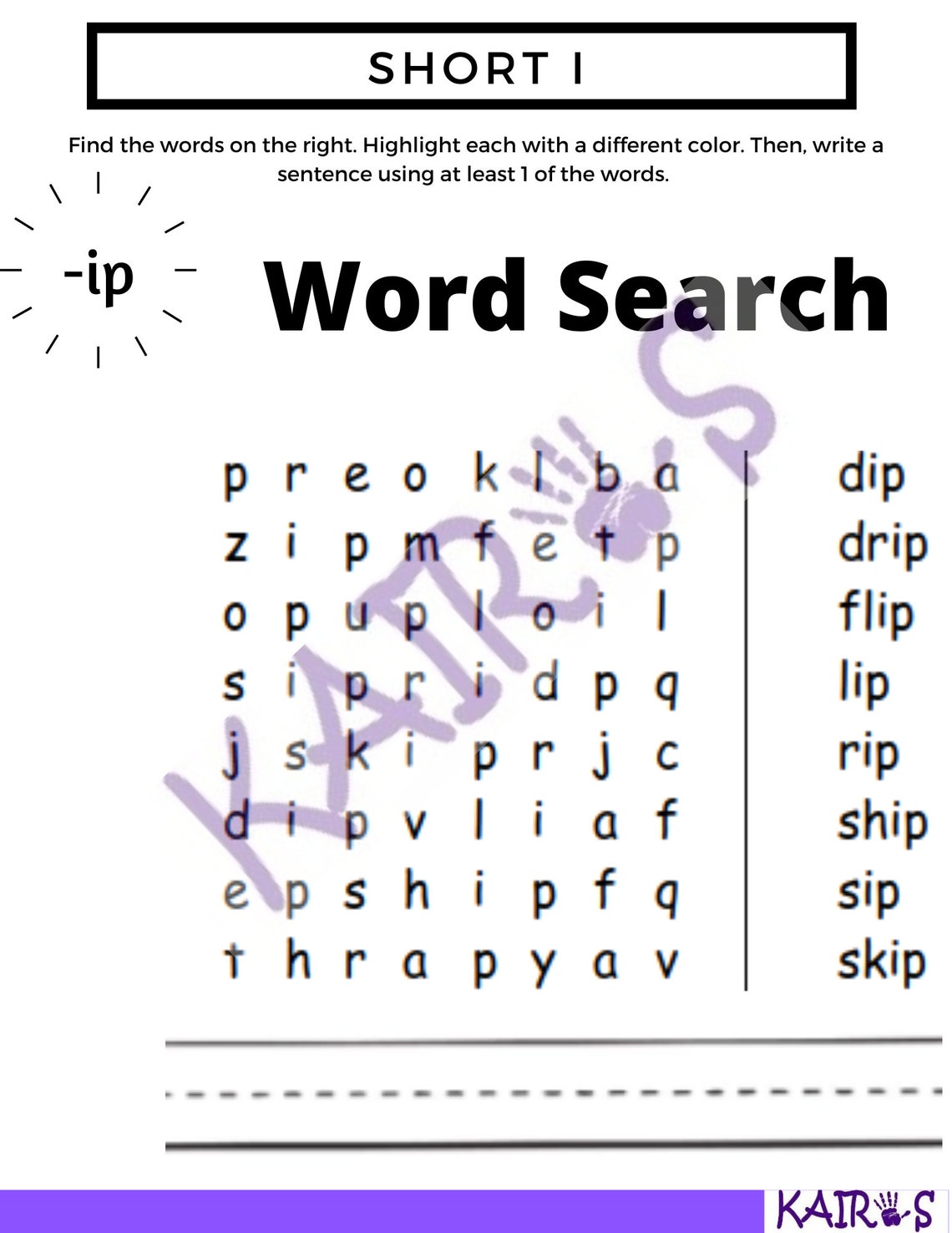 Short I Word Family Word Search Worksheets - Etsy