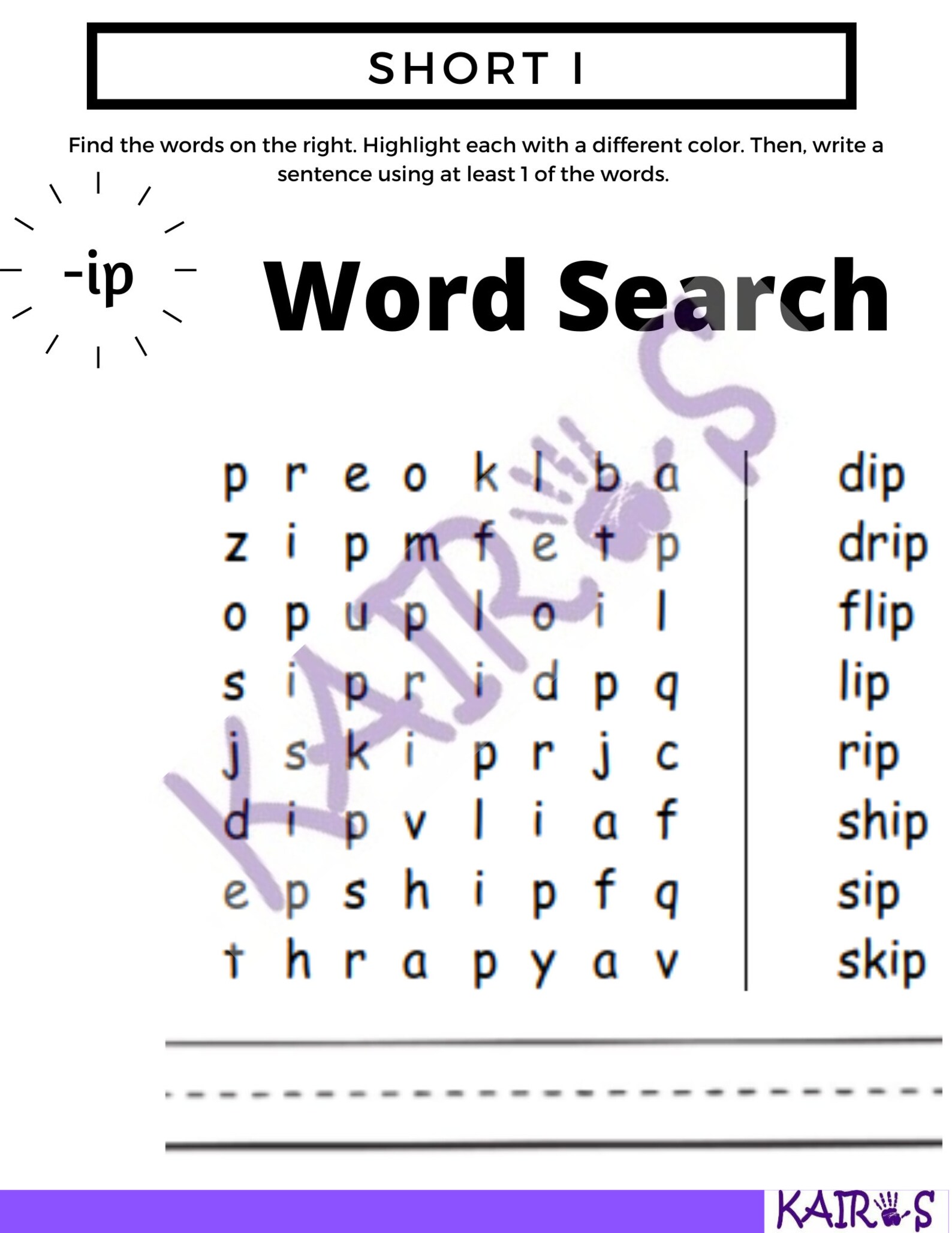 Short I Word Family Word Search Worksheets - Etsy